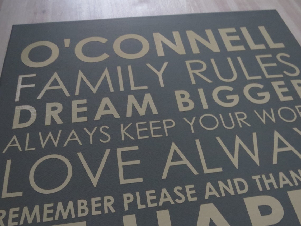 Custom Family Rules Sign, Family Rules Canvas, Custom Family Sign ...