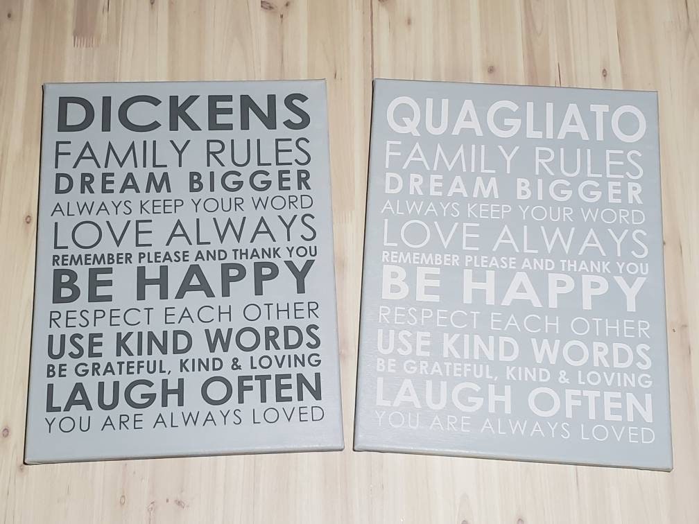 Custom Family Rules Sign Family Rules Canvas Custom Family | Etsy