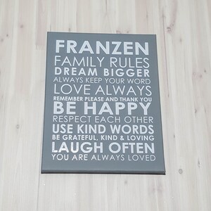 Custom Family Rules Sign, Family Rules Canvas, Custom Family Sign ...