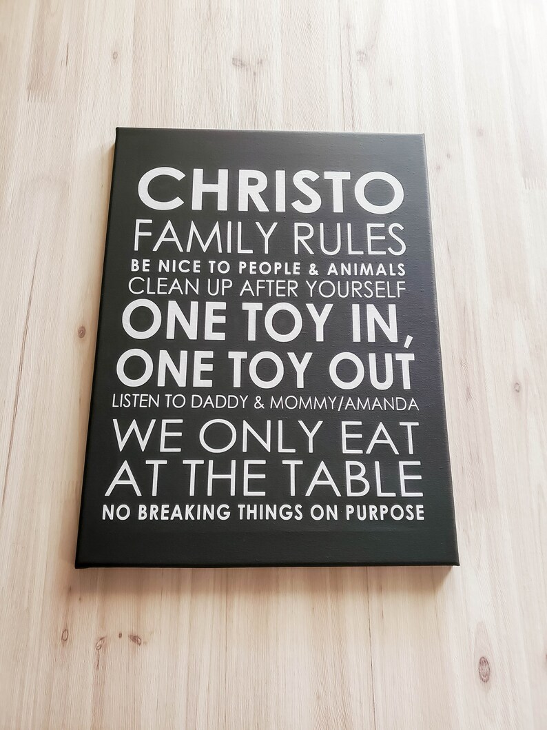 Custom Family Rules Sign Family Rules Canvas Custom Family | Etsy