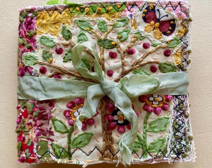 Pretty Floral Mini Junk Journal With Slow Stitched Cover, Handmade ...