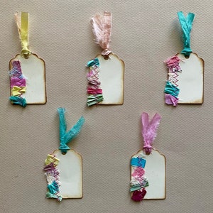 Shabby Chic Scrappy Gift Tags, Handmade Sewn Scrap Journal Tags ...