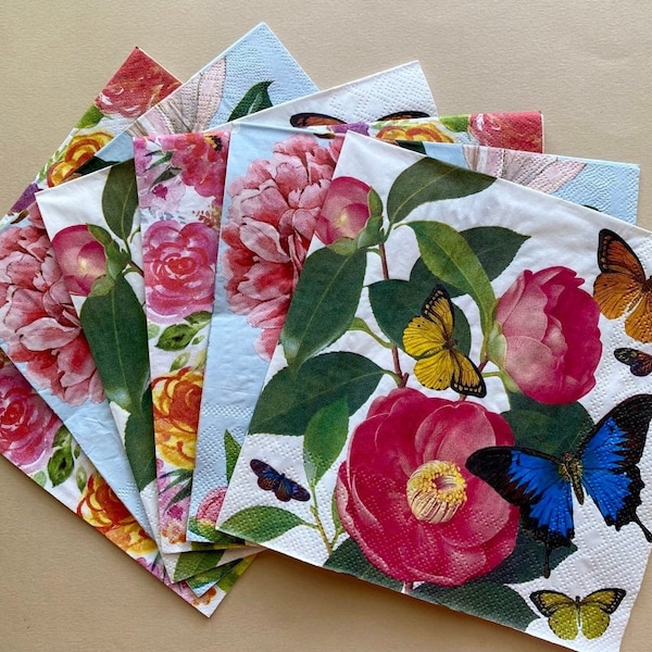 Floral Paper Napkins - Etsy