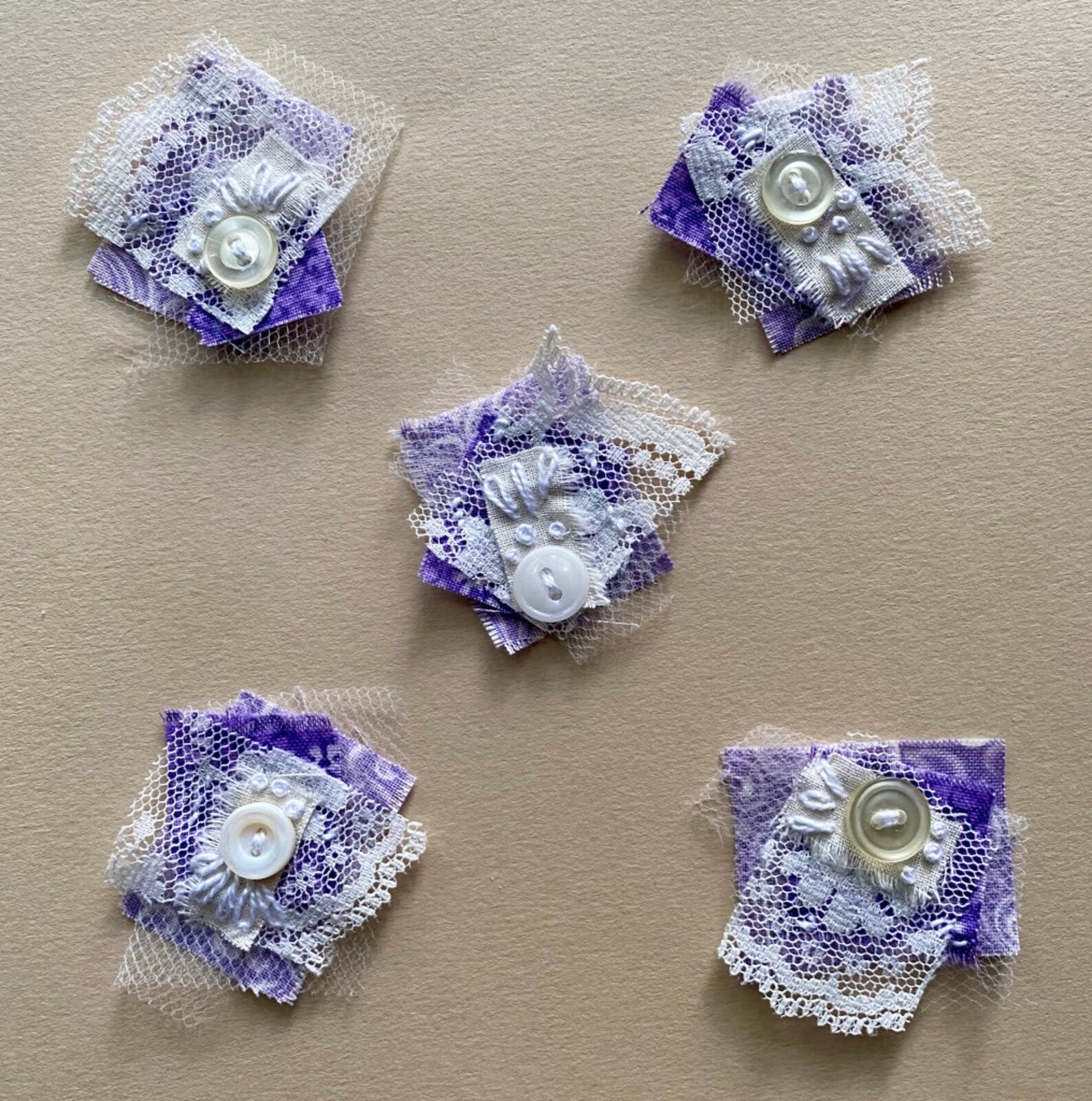 Handmade Pretty Button Fabric Clusters for Junk Journals Slow - Etsy