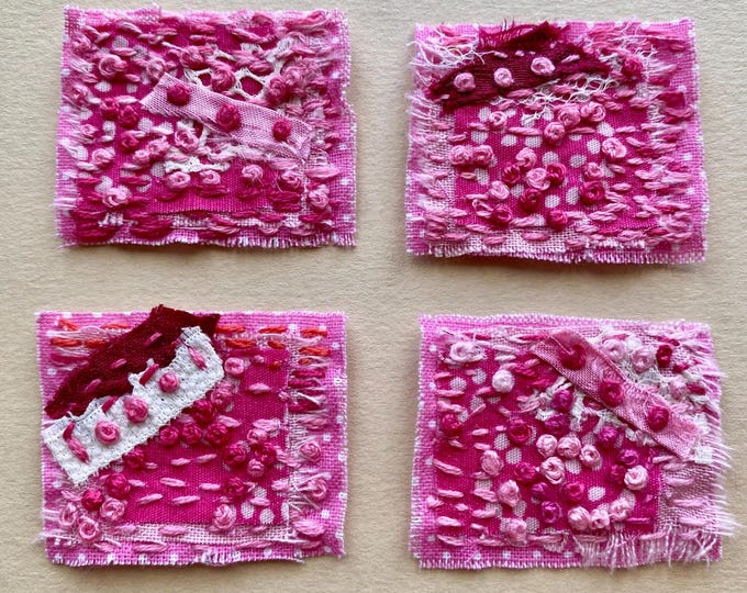 Handmade Floral Slow Stitched Fabric Clusters for Junk Journals, Hand ...