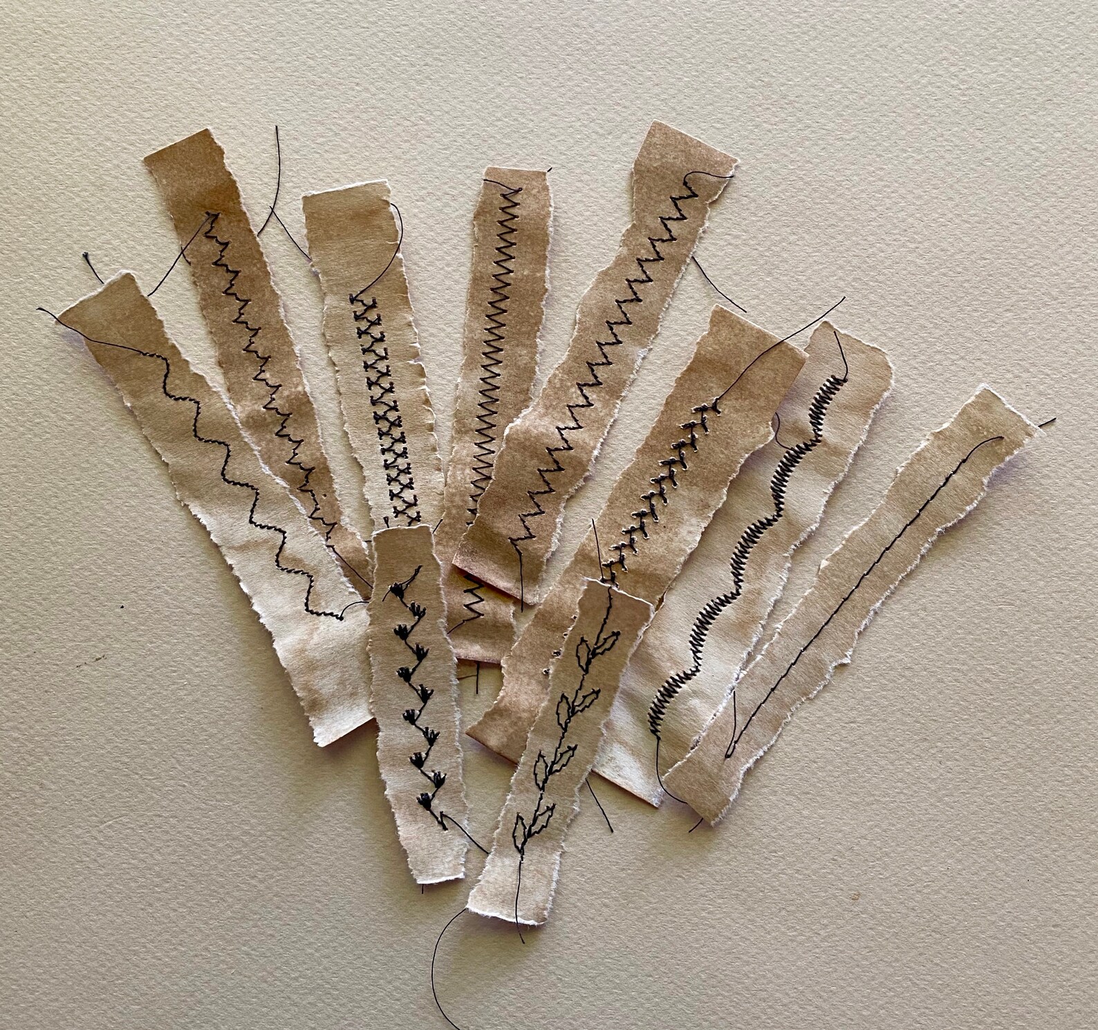 Stitched Paper Strips Ephemera Pack for Junk Journals and - Etsy