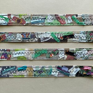 Stitched Snippet Roll Strips, Handmade Scrappy Book Page Paper and ...