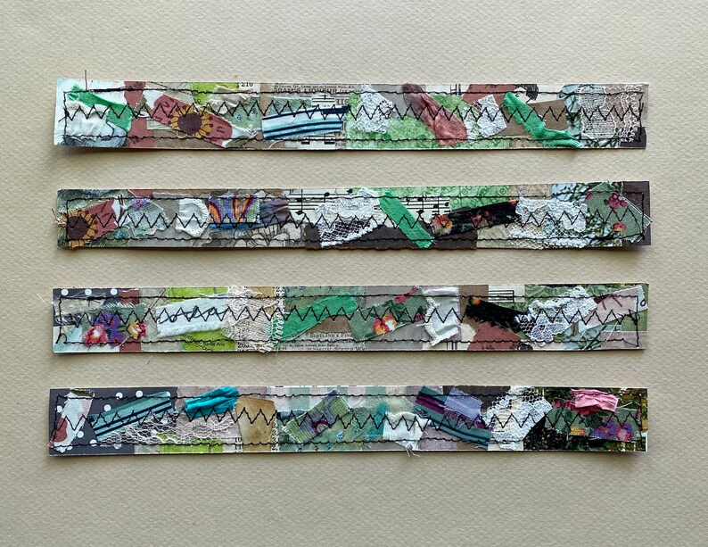 Stitched Snippet Roll Strips Handmade Scrappy Book Page Paper - Etsy