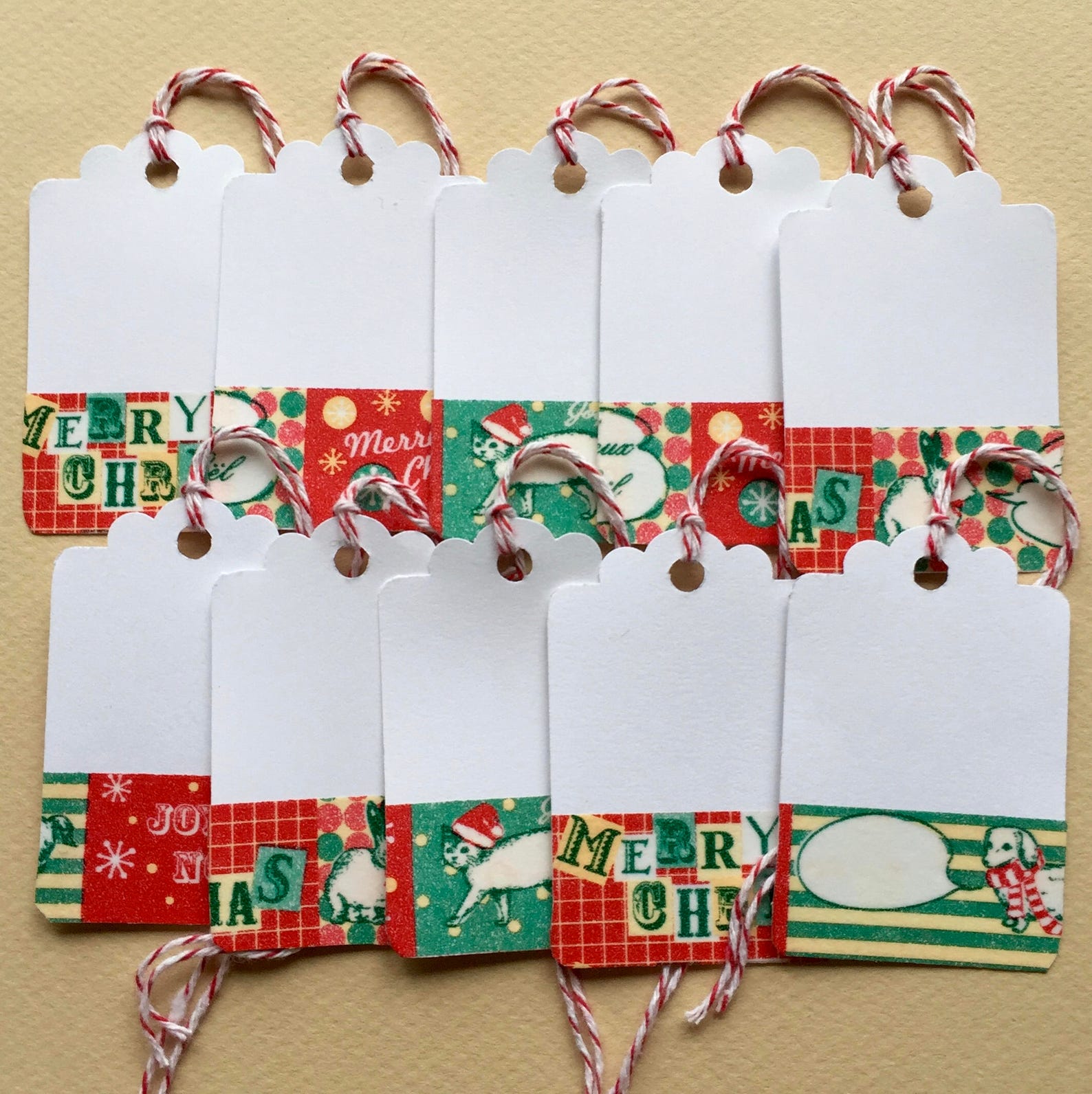 Old Fashioned Christmas Gift Tags, Handmade Vintage Style Set for ...