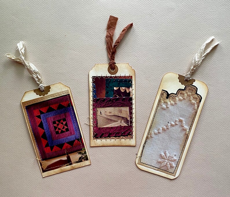 Stitched Book Page Junk Journal Tags Handmade Large Vintage | Etsy