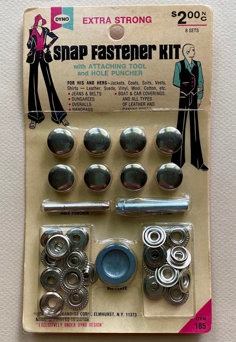 Vintage Dyno Snap Fastener Kit With Attaching Tool and Hole | Etsy