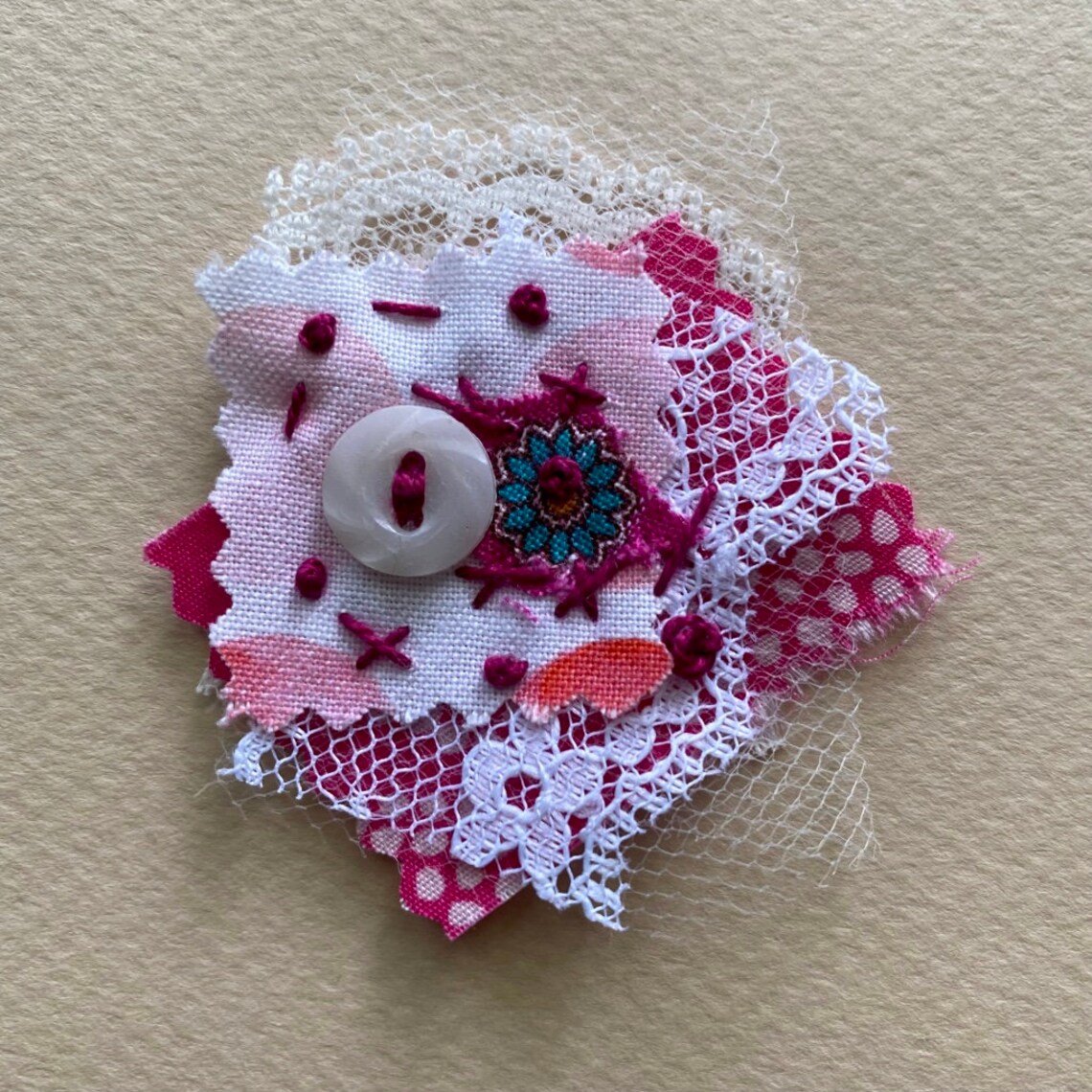 Slow Stitched Button Fabric Clusters for Junk Journals and - Etsy