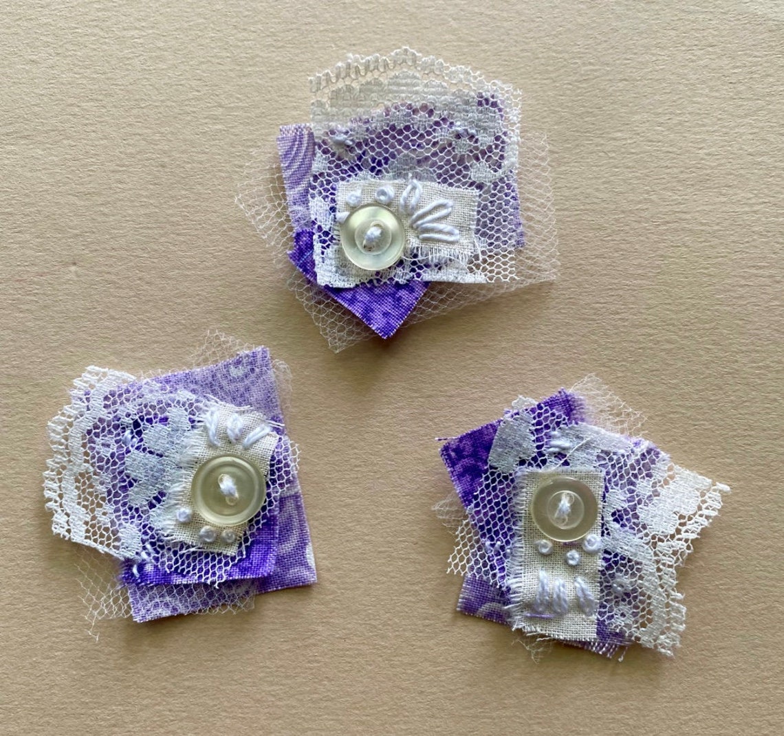 Handmade Pretty Button Fabric Clusters for Junk Journals Slow - Etsy