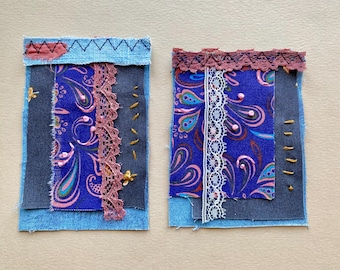 Handmade Slow Stitched Small Fabric Clusters for Junk Journals, Hand ...