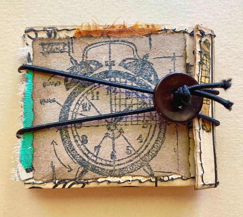 Stitched Grungy Mini Accordion Junk Journal, Handmade Blank Folding ...
