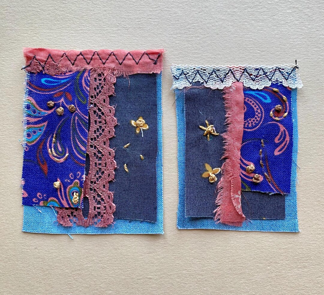 Handmade Small Fabric Flips With Hand Embroidery for Junk Journals ...