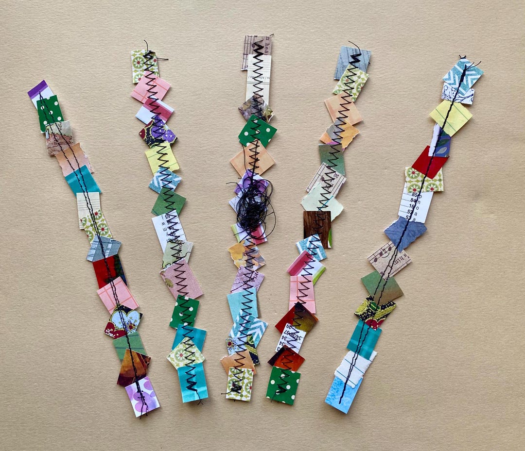 Stitched Scrappy Paper Snippet Strips for Junk Journals, Scrapbooks ...