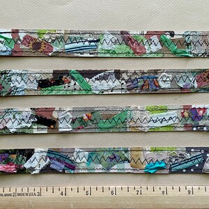 Stitched Snippet Roll Strips, Handmade Scrappy Book Page Paper and ...