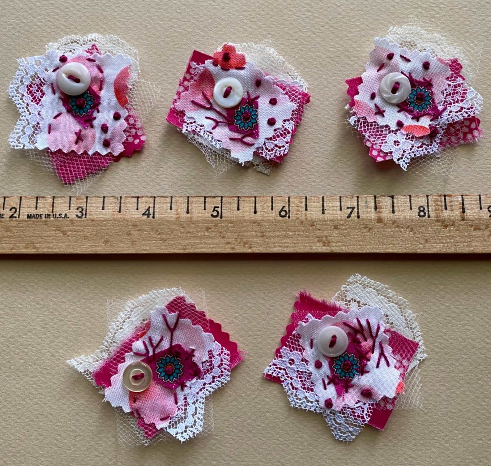 Slow Stitched Button Fabric Clusters for Junk Journals and - Etsy