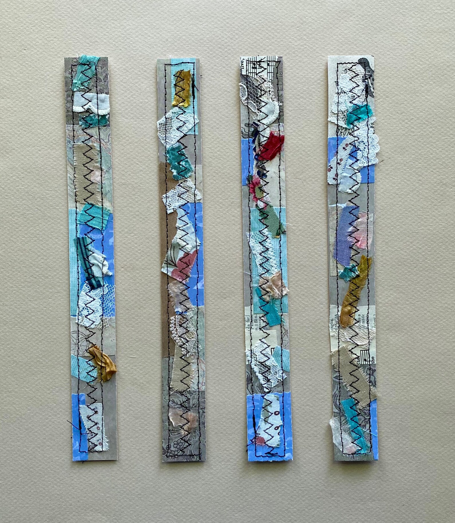 Stitched Snippet Roll Strips Handmade Scrappy Book Page Paper | Etsy