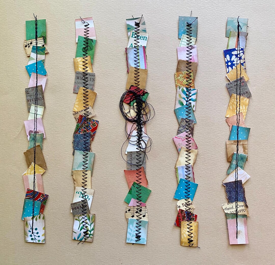 Stitched Scrappy Paper Snippet Strips for Junk Journals, Scrapbooks ...