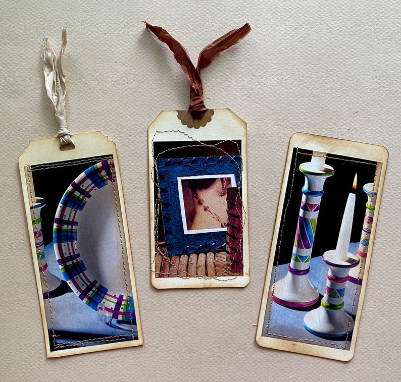 Stitched Book Page Junk Journal Tags Handmade Large Vintage | Etsy