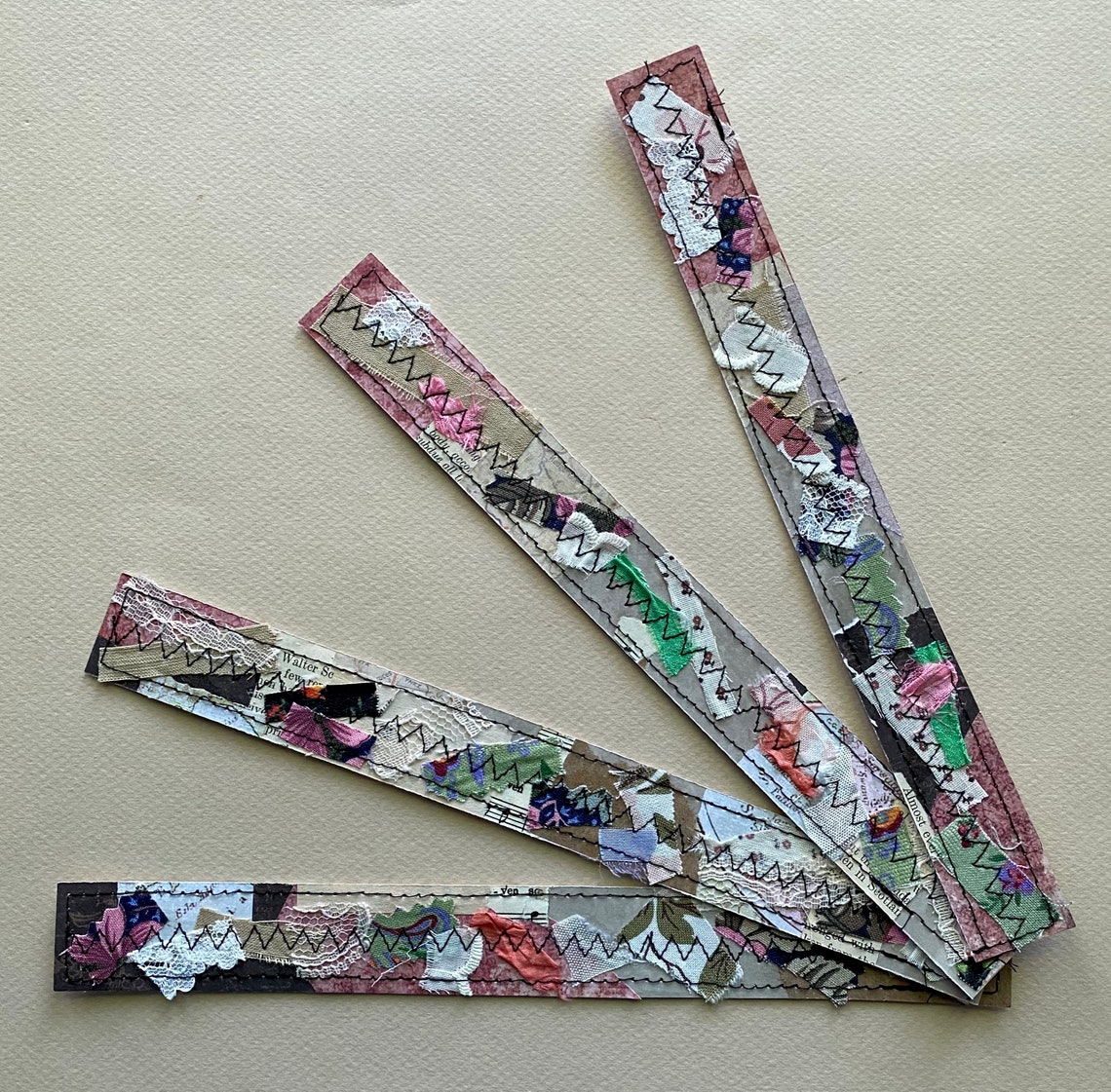 Stitched Snippet Roll Strips Handmade Scrappy Book Page Paper | Etsy