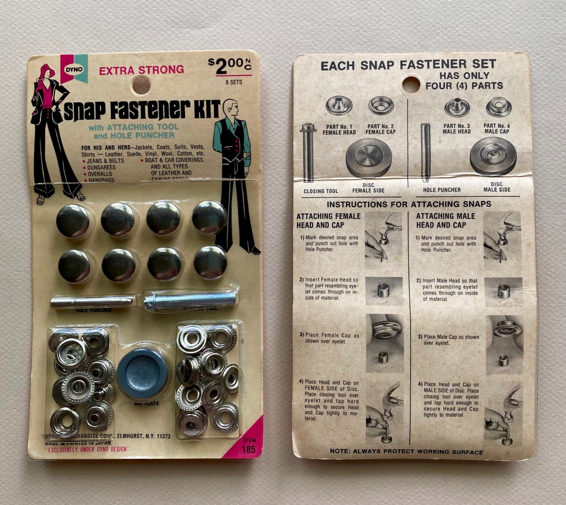 Vintage Dyno Snap Fastener Kit With Attaching Tool and Hole | Etsy