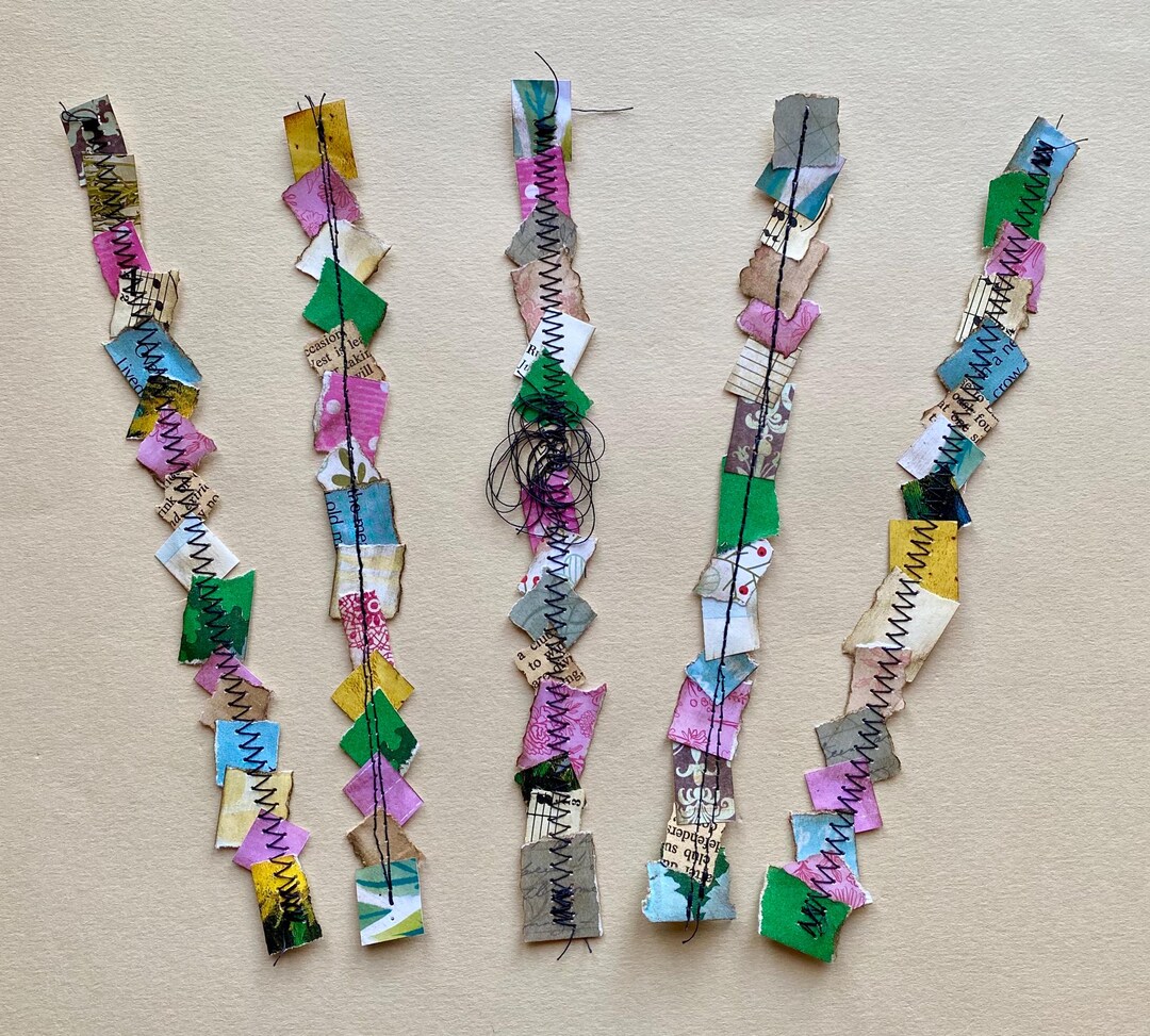 Stitched Scrappy Paper Snippet Strips for Junk Journals, Scrapbooks ...