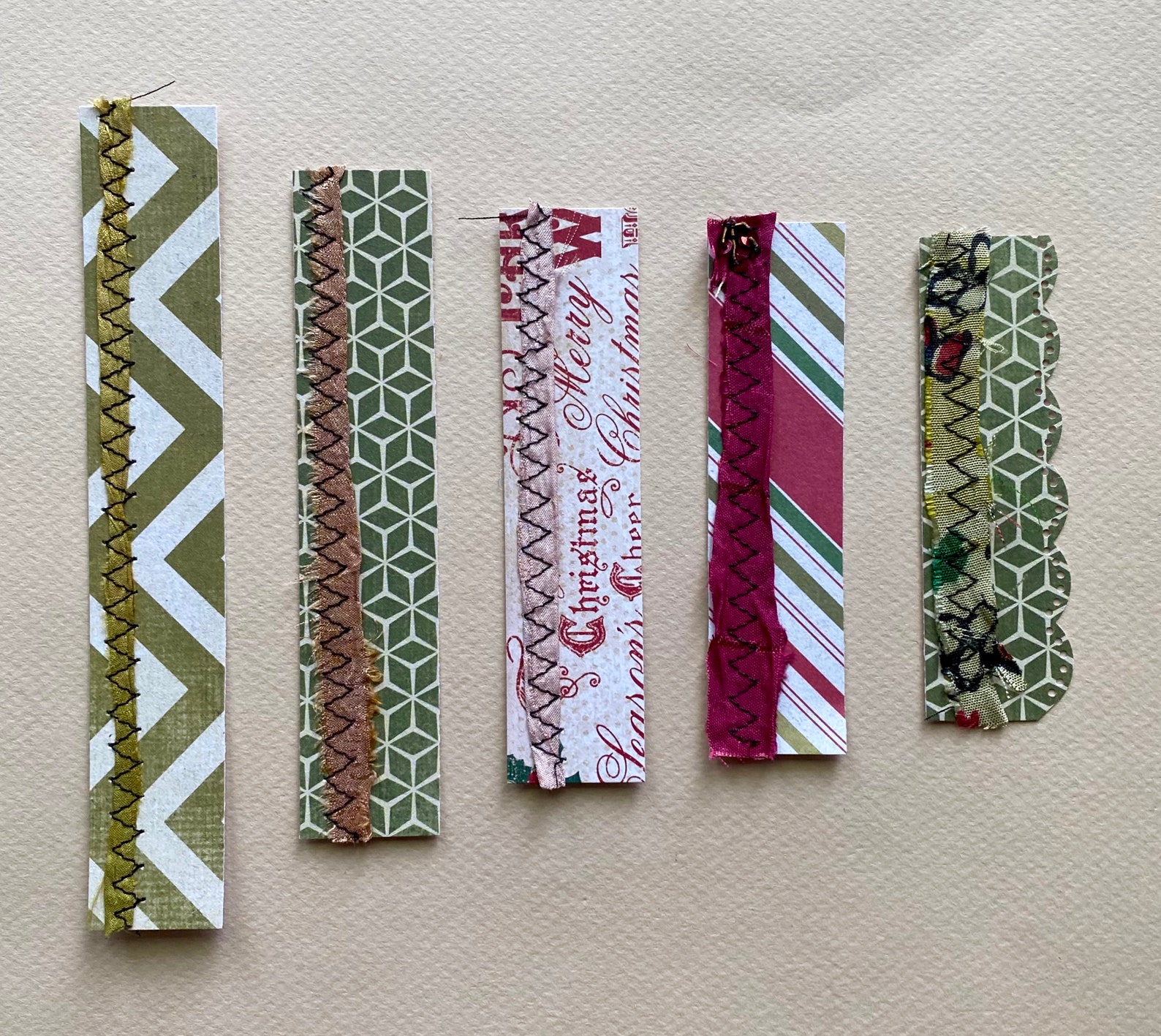 Christmas Stitched Paper Scraps for Junk Journals Handmade - Etsy