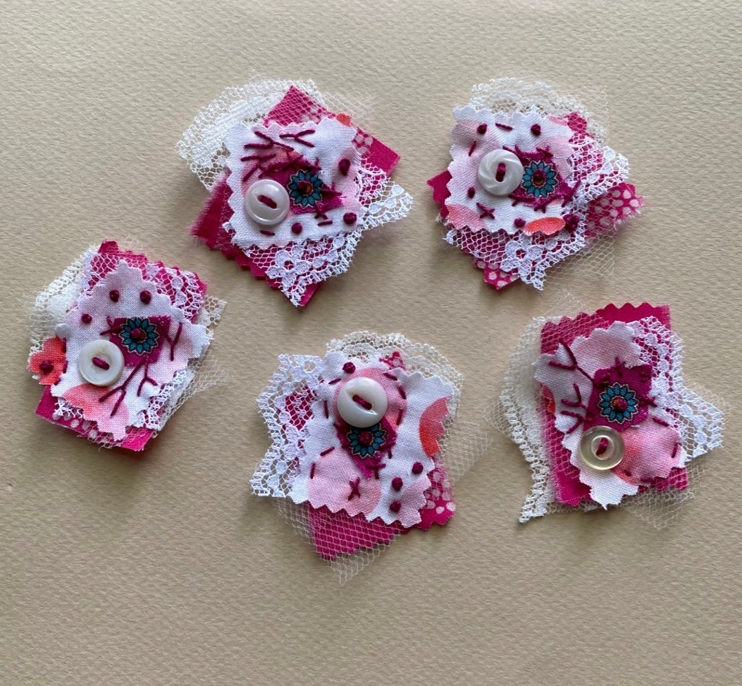 Slow Stitched Button Fabric Clusters for Junk Journals and - Etsy