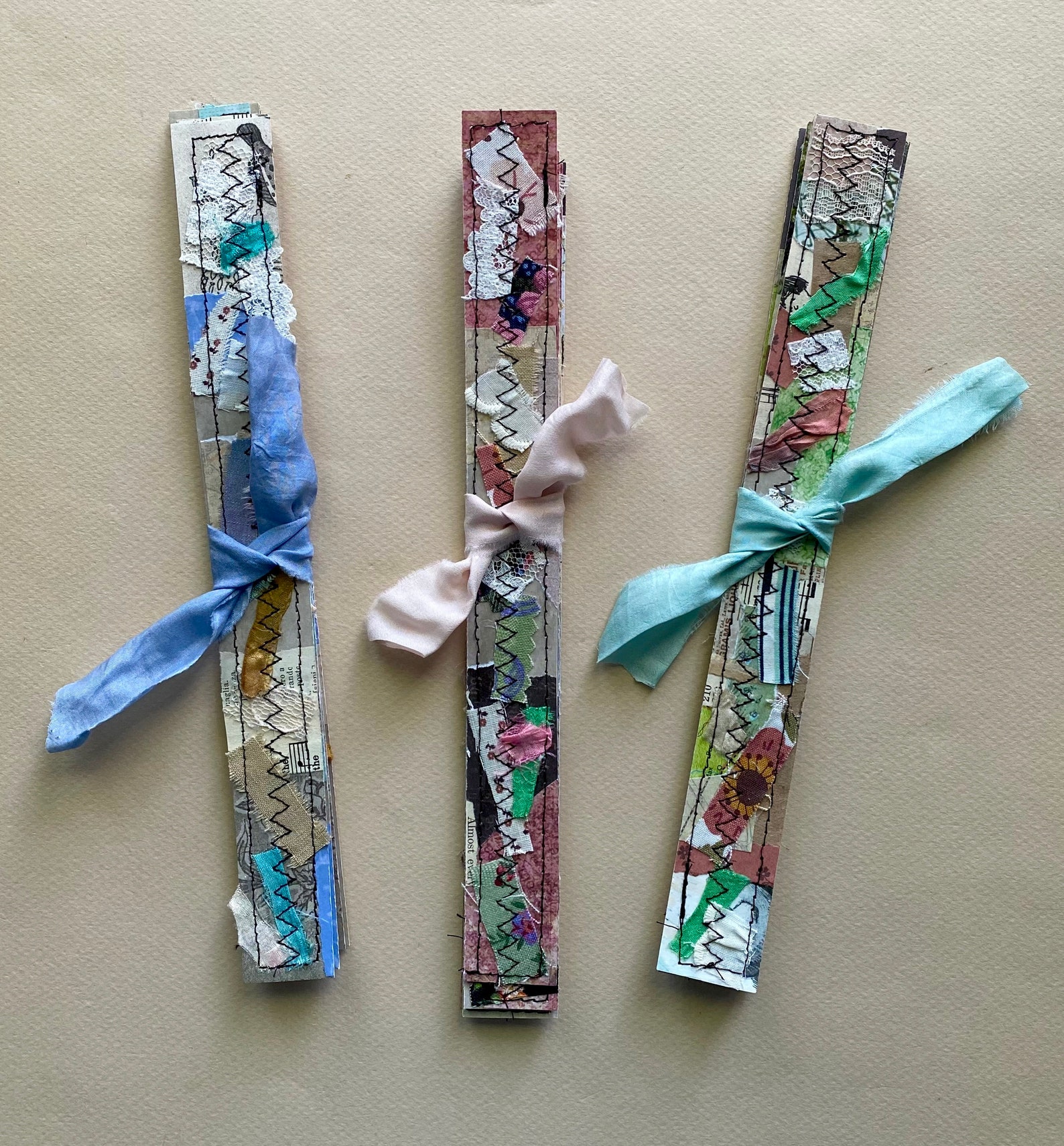 Stitched Snippet Roll Strips Handmade Scrappy Book Page Paper - Etsy