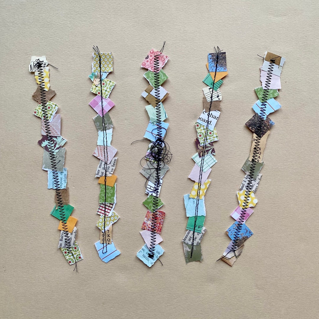 Stitched Scrappy Paper Snippet Strips for Junk Journals, Scrapbooks ...