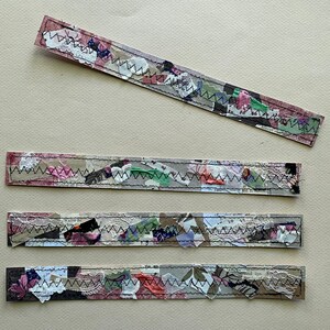 Stitched Snippet Roll Strips, Handmade Scrappy Book Page Paper and ...