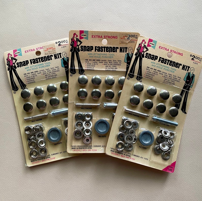 Vintage Dyno Snap Fastener Kit With Attaching Tool and Hole - Etsy