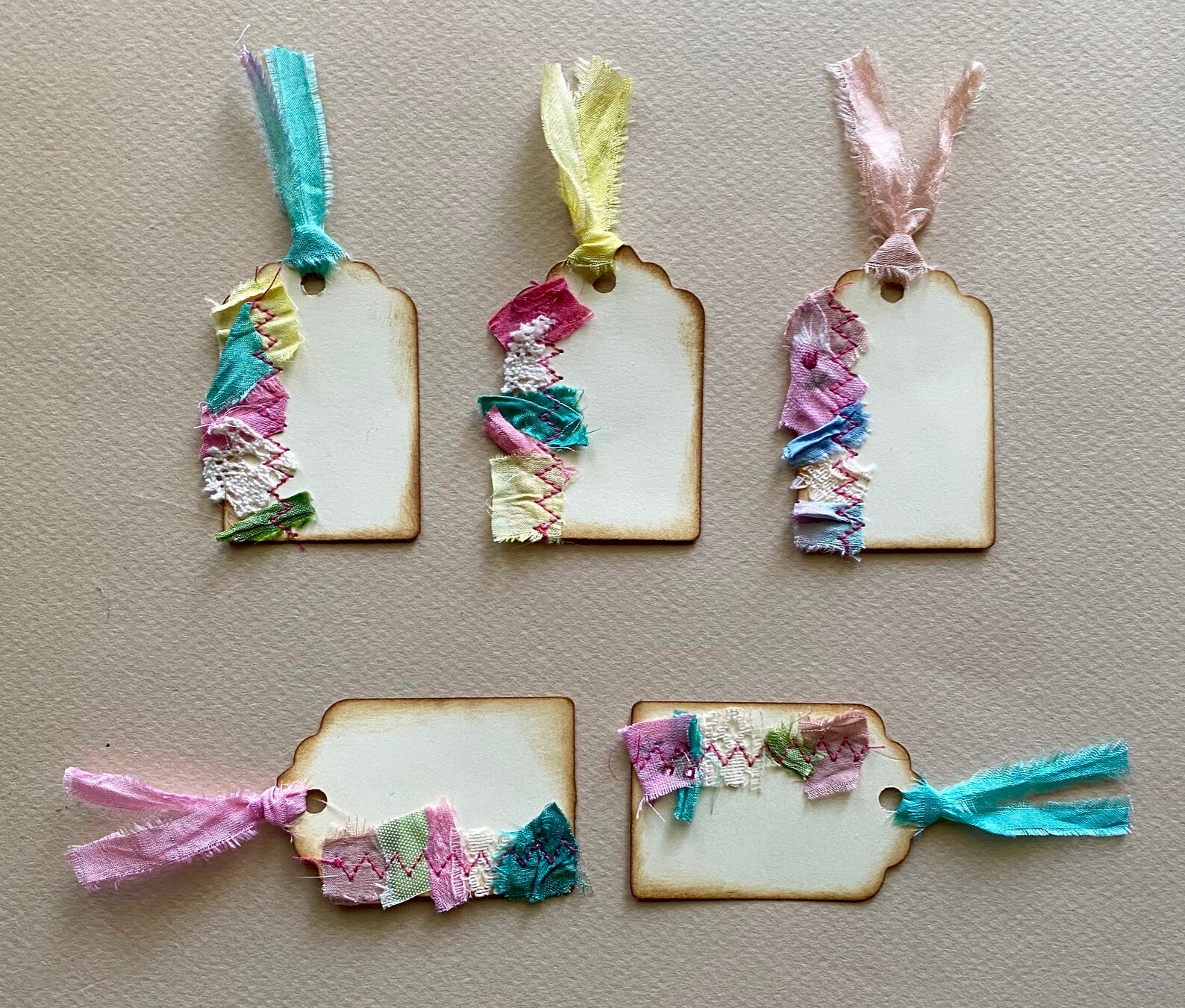 Shabby Chic Scrappy Gift Tags Handmade Sewn Scrap Journal | Etsy