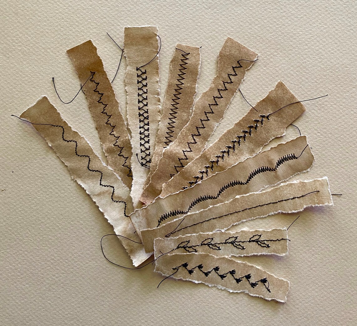 Stitched Paper Strips Ephemera Pack for Junk Journals and | Etsy