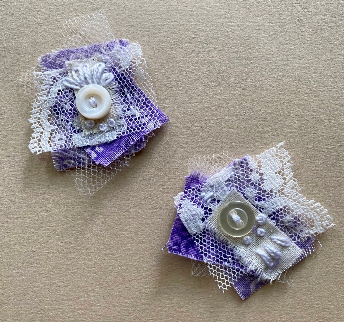 Handmade Pretty Button Fabric Clusters for Junk Journals Slow - Etsy