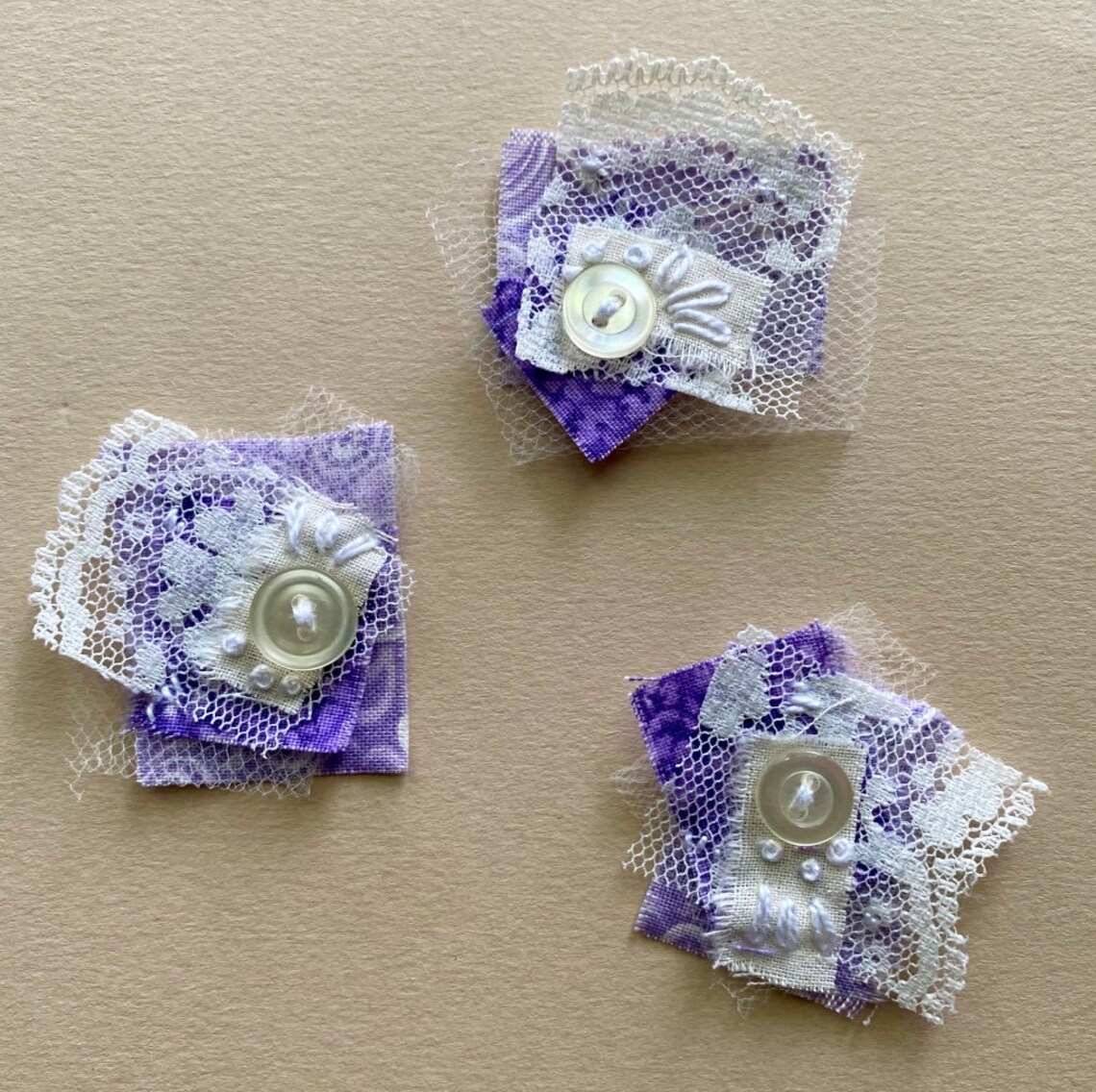 Handmade Pretty Button Fabric Clusters for Junk Journals Slow - Etsy