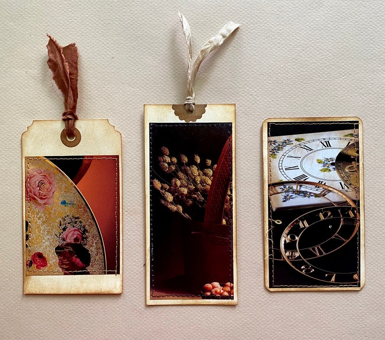 Stitched Book Page Junk Journal Tags Handmade Large Vintage | Etsy