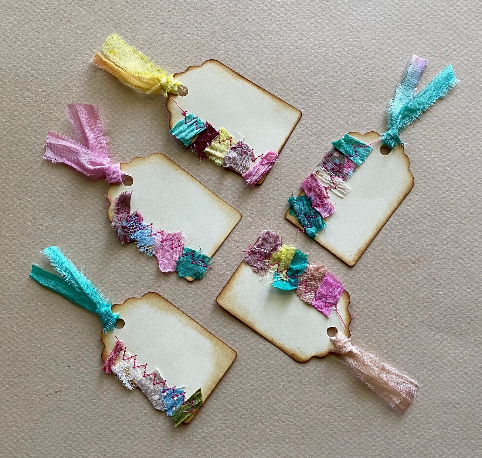 Shabby Chic Scrappy Gift Tags Handmade Sewn Scrap Journal | Etsy