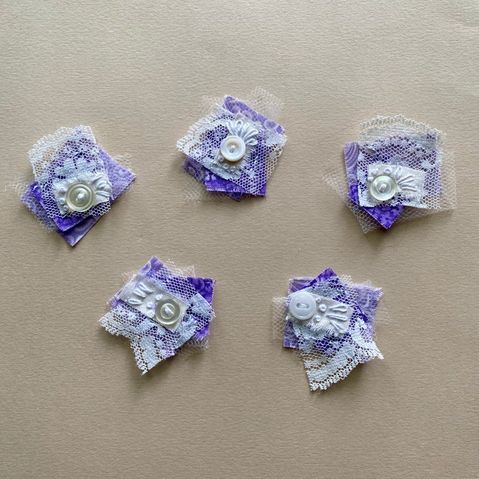 Handmade Pretty Button Fabric Clusters for Junk Journals Slow - Etsy