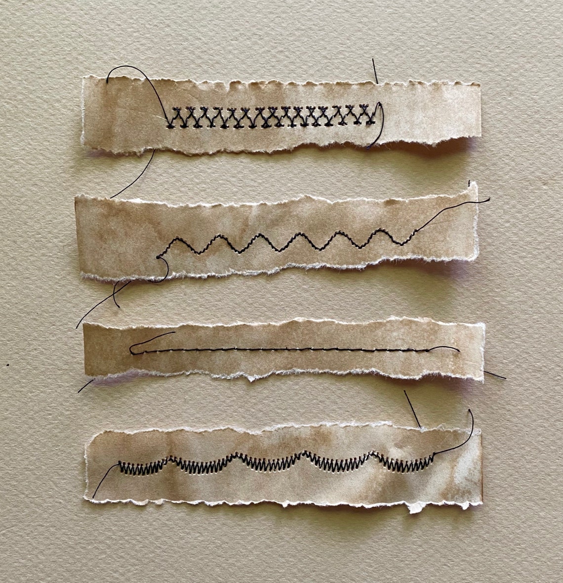 Stitched Paper Strips Ephemera Pack for Junk Journals and | Etsy