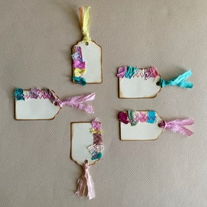 Shabby Chic Scrappy Gift Tags, Handmade Sewn Scrap Journal Tags ...