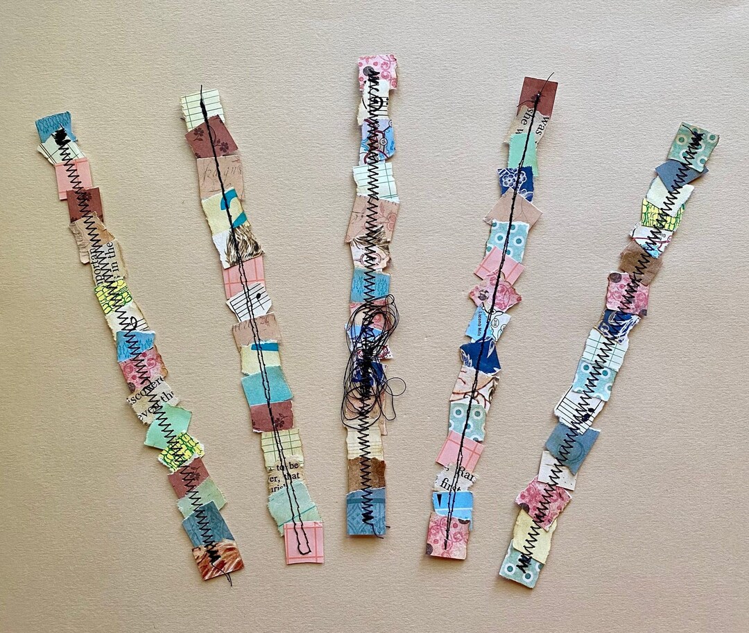 Stitched Scrappy Paper Snippet Strips for Junk Journals, Scrapbooks ...