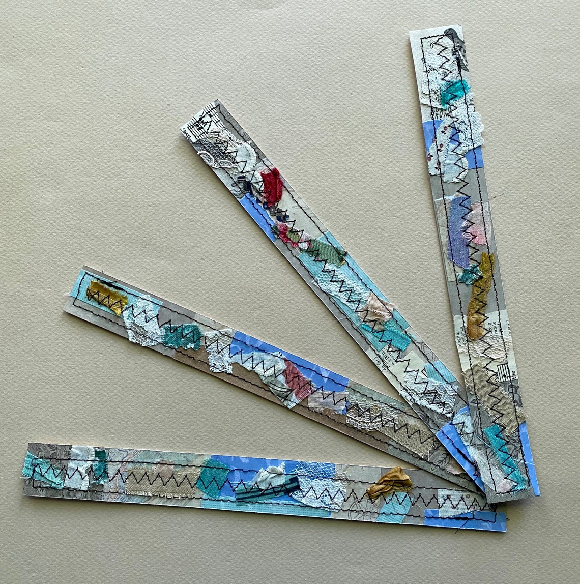 Stitched Snippet Roll Strips Handmade Scrappy Book Page Paper | Etsy