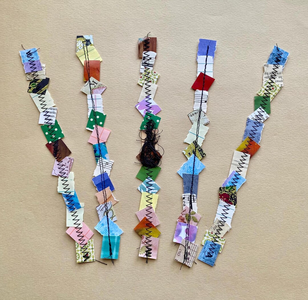 Stitched Scrappy Paper Snippet Strips for Junk Journals, Scrapbooks ...