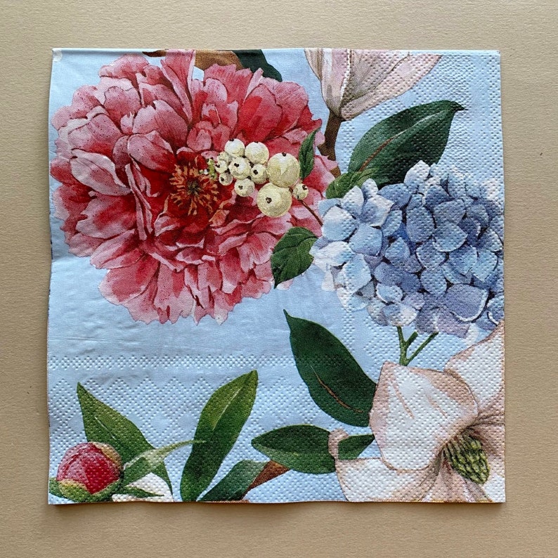 Floral Paper Napkins for Decoupage, Junk Journals, Scrapbooking, Mixed ...
