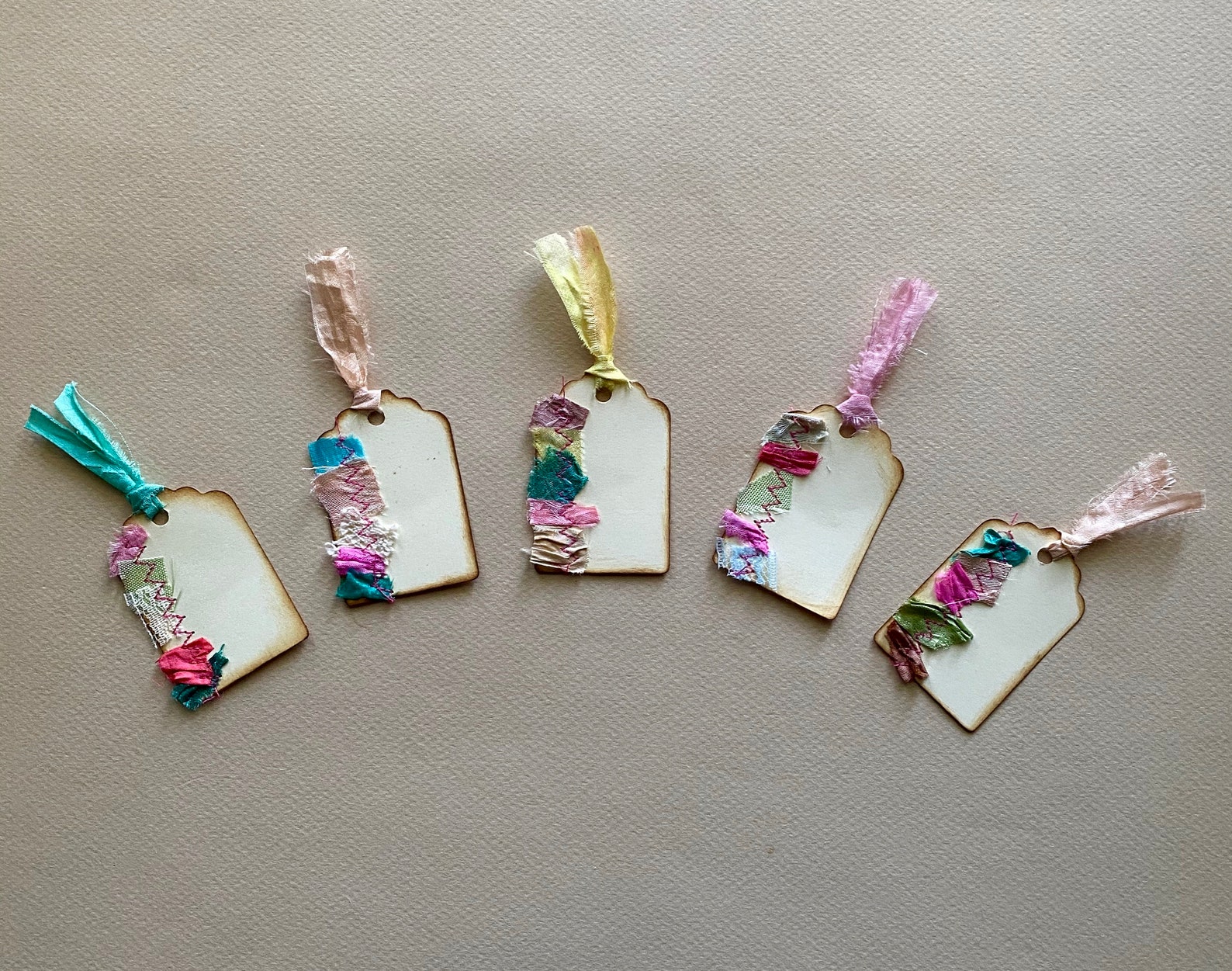 Shabby Chic Scrappy Gift Tags Handmade Sewn Scrap Journal | Etsy