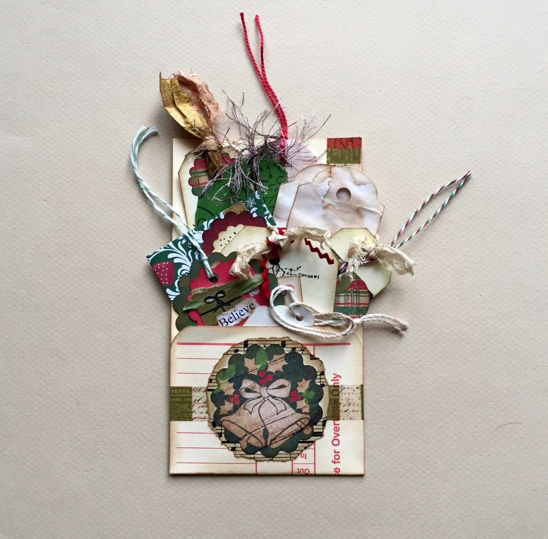 Christmas Ephemera Pocket Tag, Handmade Junk Journal DIY Kit - Etsy